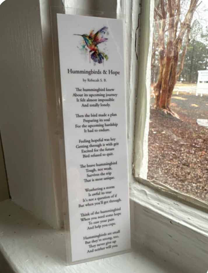 Hummingbird Poem Bookmark – Bartons Creek Coffee & Gifts